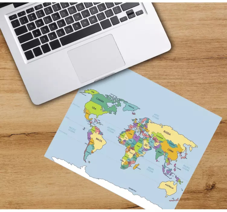 Geographic and political map mouse mat - TenStickers