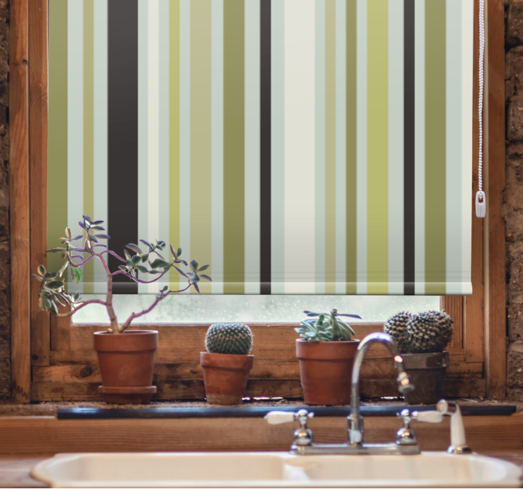 Linear green stripes modern blind