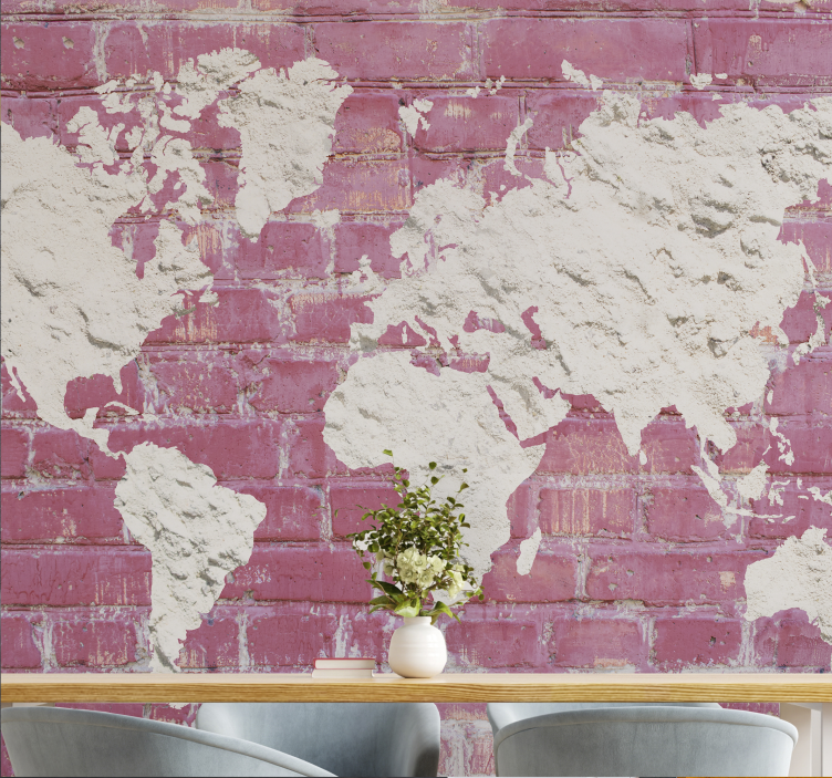 Stone texture world map wall mural - TenStickers