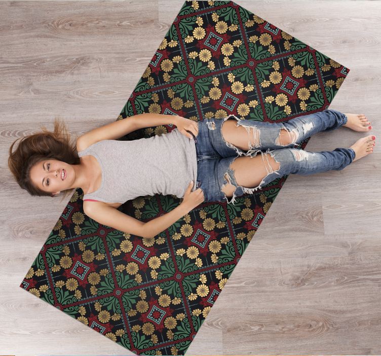 Ethnic Pattern Ornamentation map rug