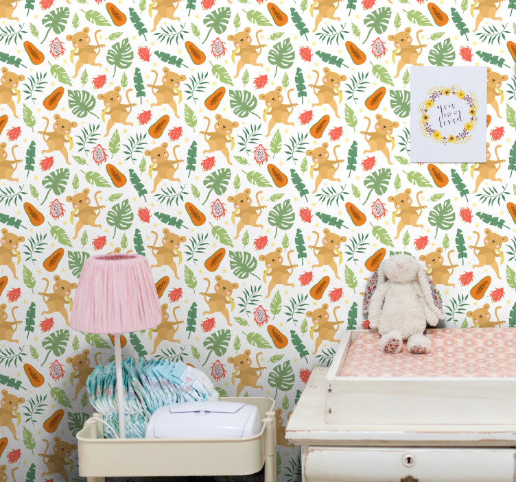 Monkey jungle motif animal wallpaper